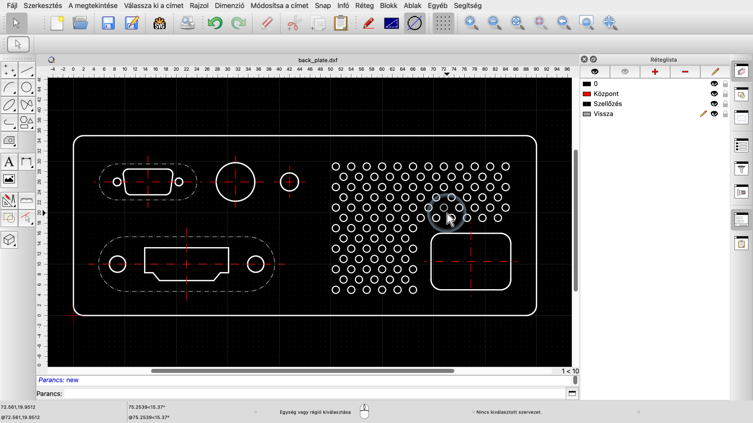 QCAD - Tutorial: 1.8 Elem kiválasztása