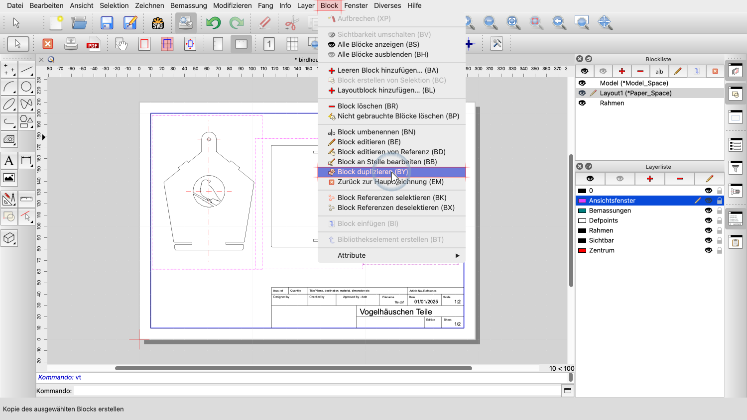 QCAD - Tutorial: 2.4 Layouts and Viewports