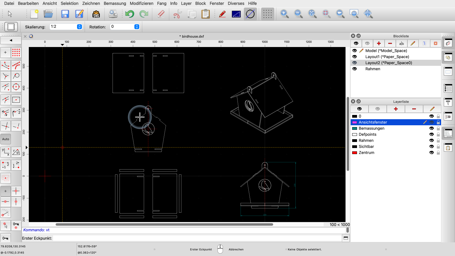 QCAD - Tutorial: 2.4 Layouts and Viewports
